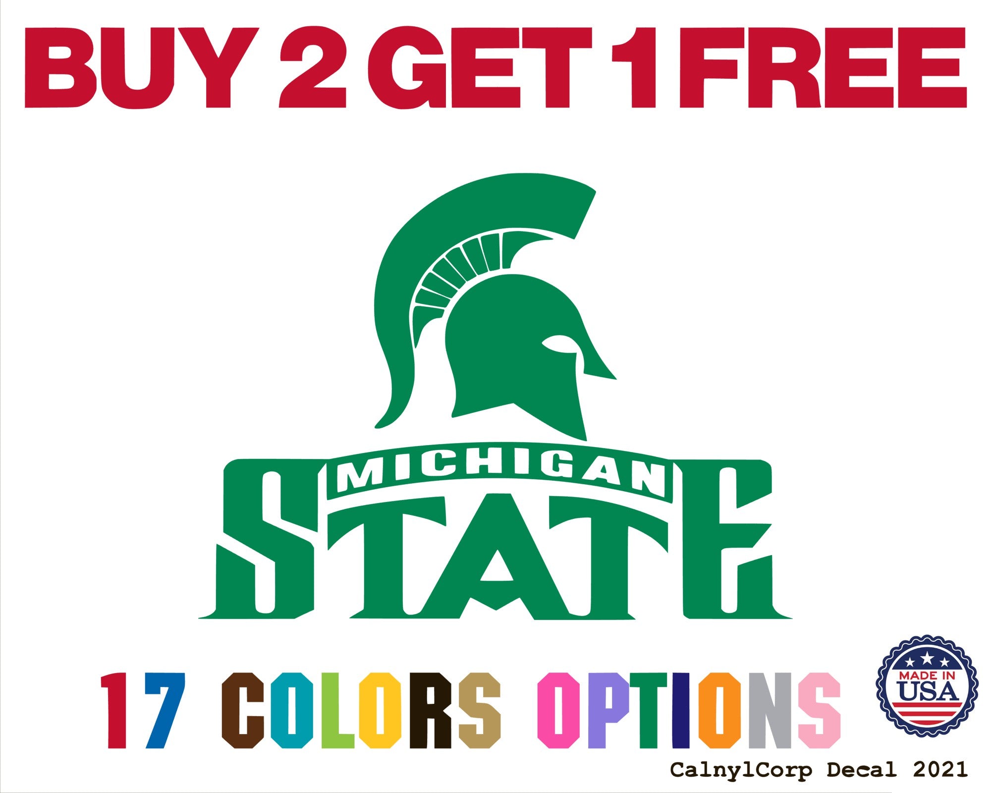 Michigan State Spartan Vinyl Sticker Decals