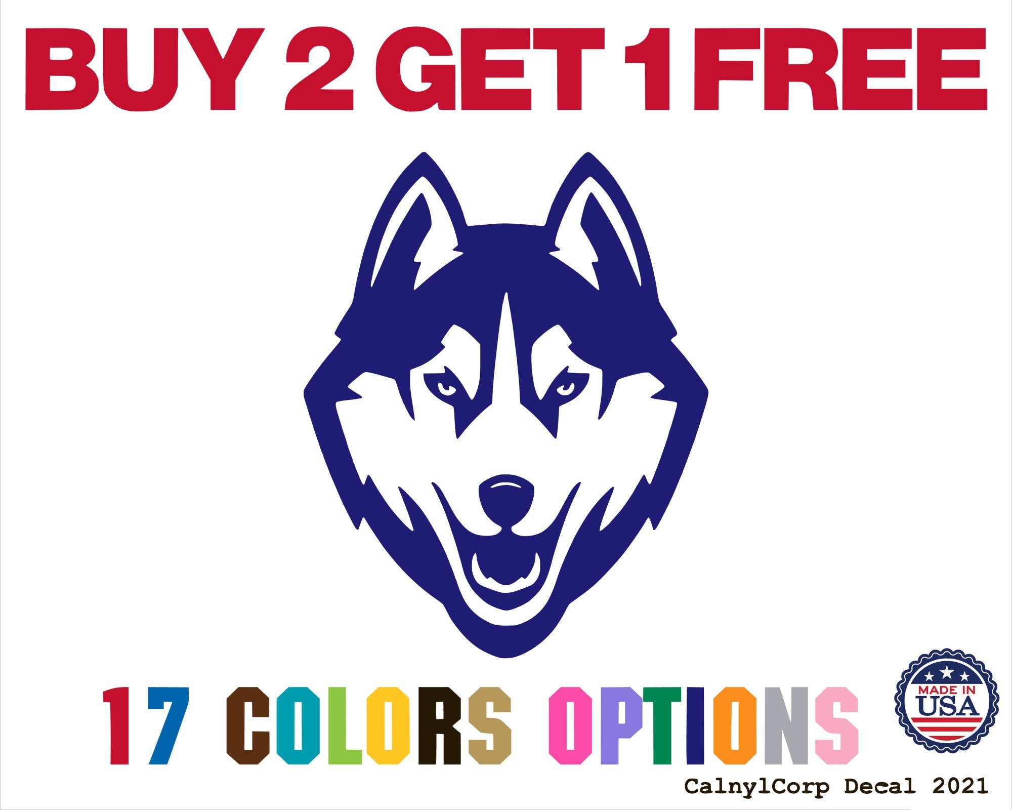 University of Connecticut, Huskies UCON Vinyl Sticker Decals